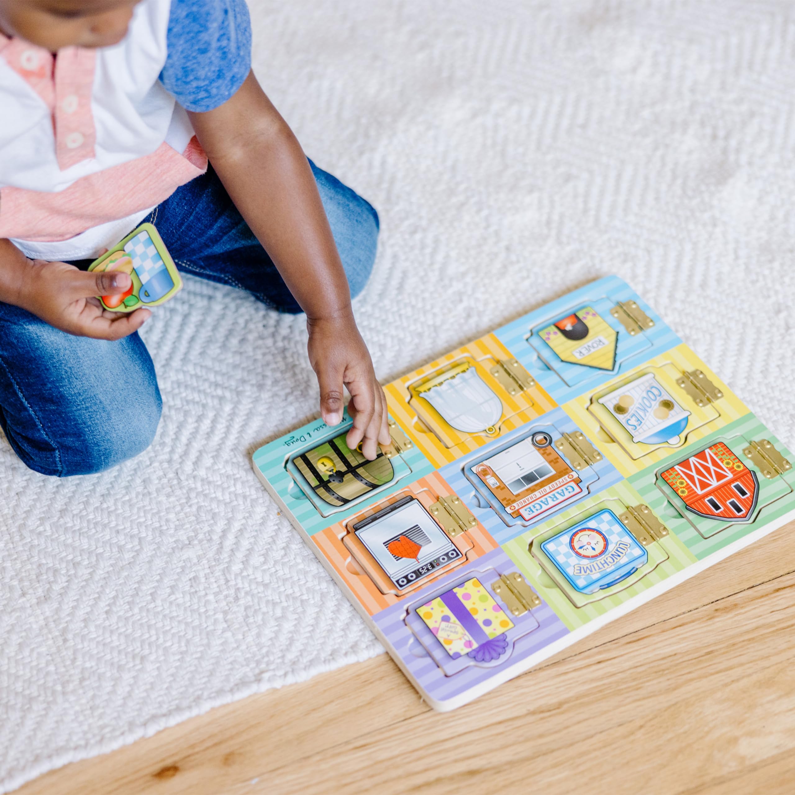 Melissa & Doug Hide and Seek Wooden Activity Board With Magnets Puzzles For Toddlers And Kids Ages 3+