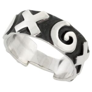 sterling silver ring for women southwestern design hugs and kisses pattern 3/8 inch wide size 7