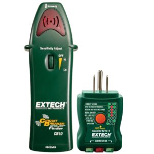 extech - 1218g94ea - cb10 circuit breaker finder, locates fuses/breakers, tests receptacles and gfci circuits, green,red