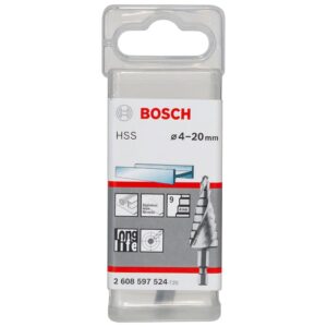 bosch 2608597524 4/6/8/10/12/14/16/18/20 mm hss step with 1/4-inch hex drill bits