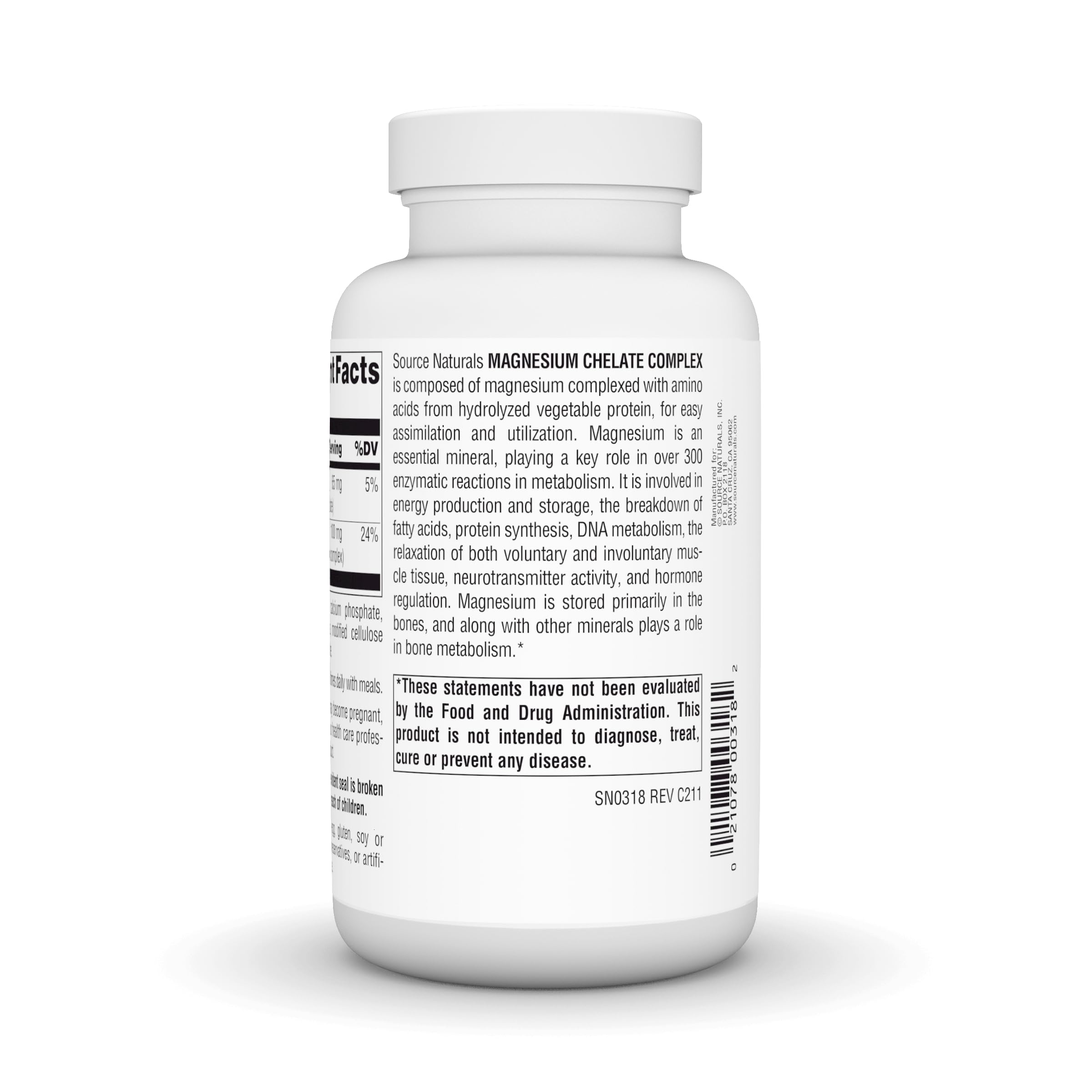 Source Naturals Magnesium Chelate - Supports Nerve & Muscle Function - 250 Tablets