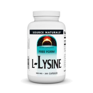 source naturals l-lysine free form -amino acid supplement supports energy formation & collagen - 200 capsules