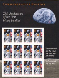 25th anniversary of the first moon landingsheet of 12 29 cent stamps scott 2841