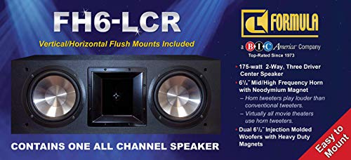 BIC America FH6-LCR Formula Series FH6-LCR Dual 6-1/2-Inch 175-Watt 2-Way LCR All-Channel Speaker, Black