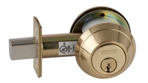 schlage lock company b660605 grade 1 single cylinder deadbolt with 12297 latch and 10094 strike, satin brass finish