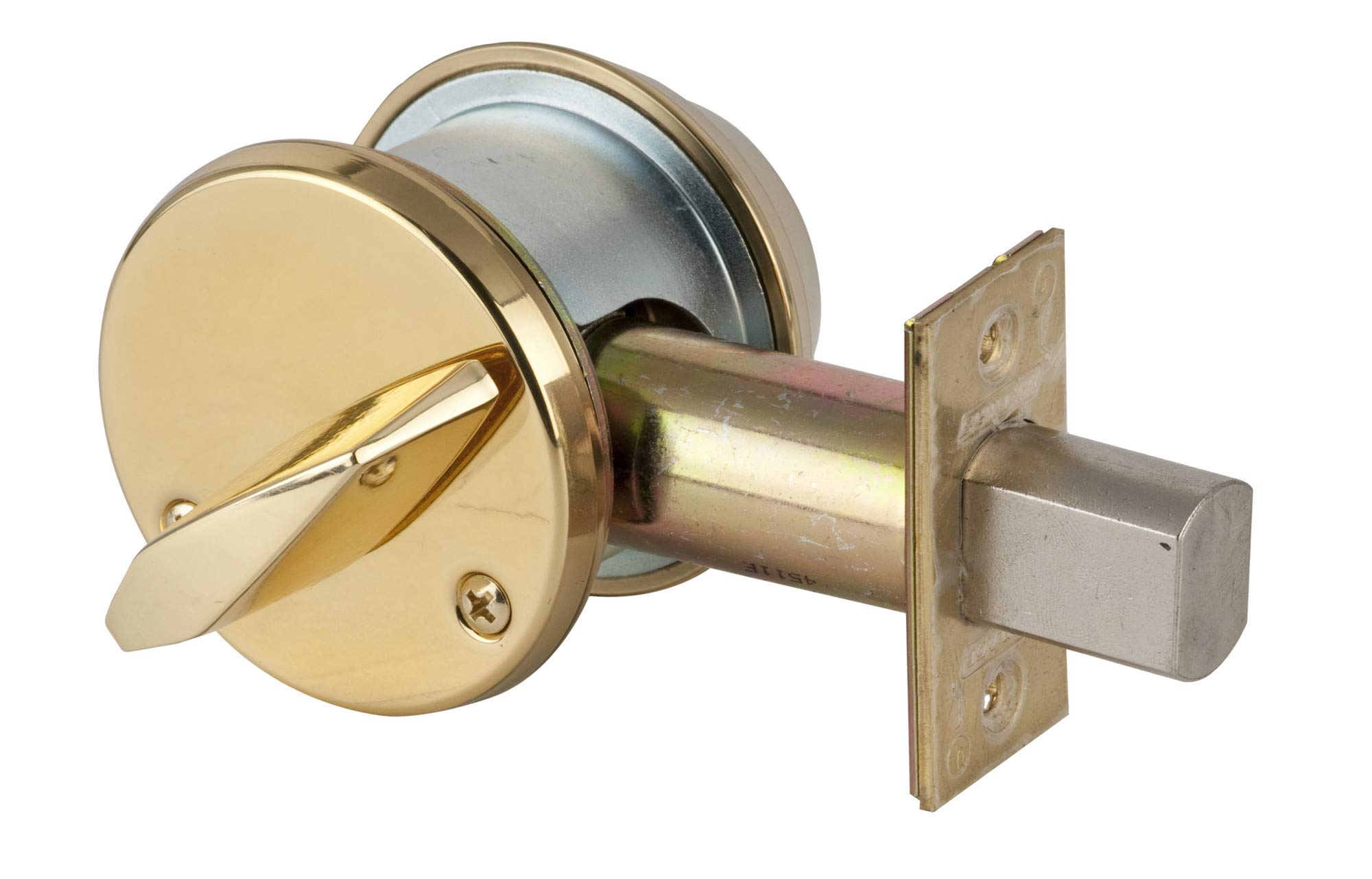 Schlage Lock Company B660605 Grade 1 Single Cylinder Deadbolt with 12297 Latch and 10094 Strike, Satin Brass Finish