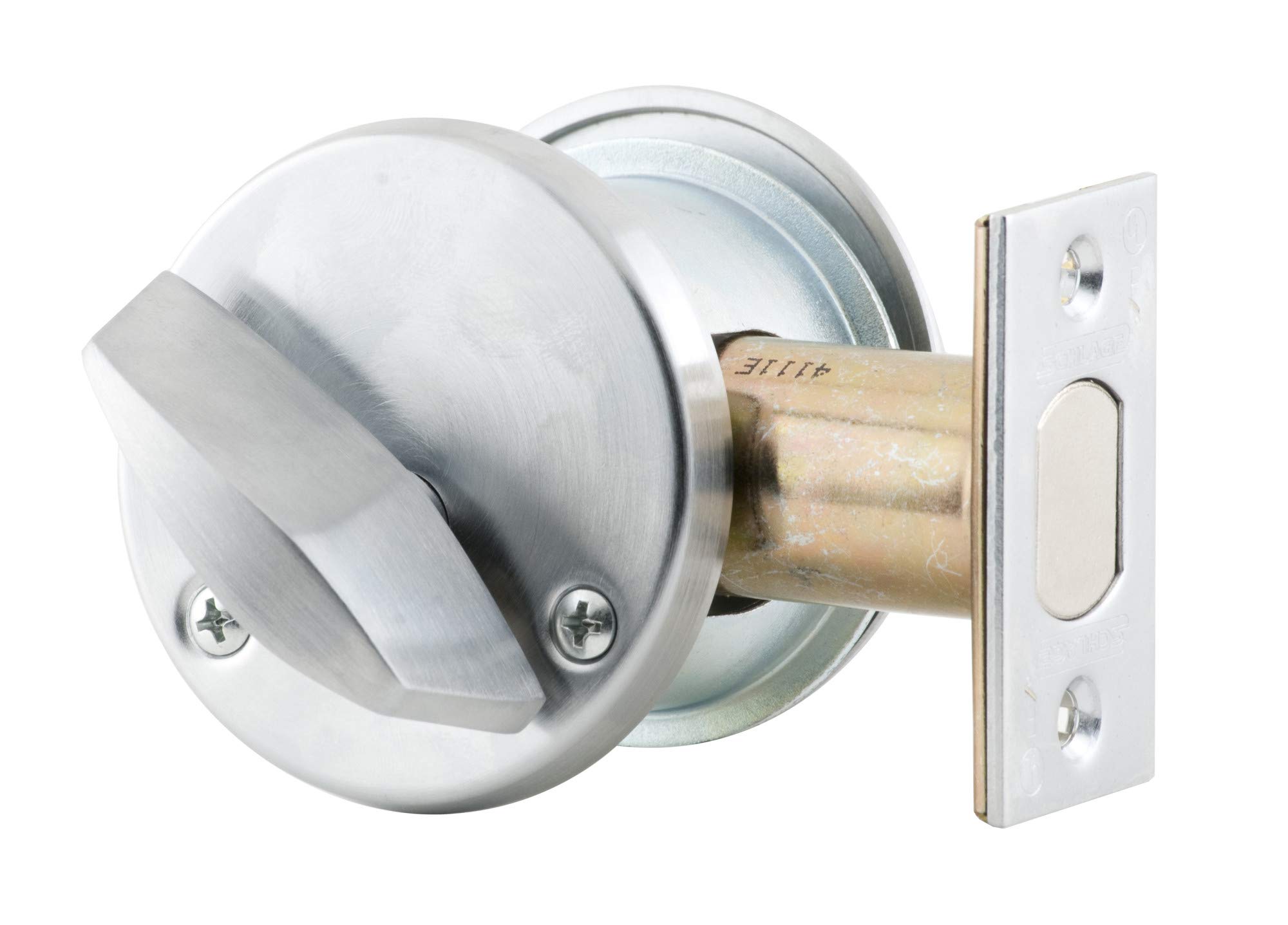 Schlage Lock Company B660605 Grade 1 Single Cylinder Deadbolt with 12297 Latch and 10094 Strike, Satin Brass Finish