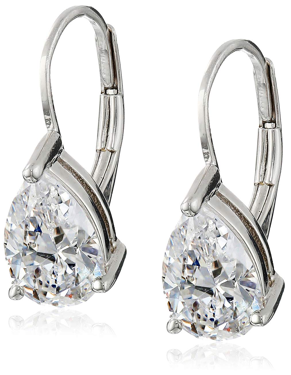 Amazon Essentials Platinum Plated Sterling Silver Teardrop Cubic Zirconia Earrings (4 cttw) (previously Amazon Collection)