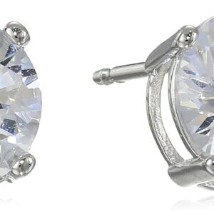 Amazon Essentials Platinum Plated Sterling Silver Round Cut Cubic Zirconia Stud Earrings (5mm)