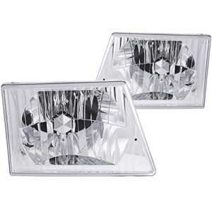 anzo usa 111026 crystal chrome headlight assembly compatible with ford all e-150 econoline e-250 e-350 e-450 super duty includes left driver and right passenger side headlamps