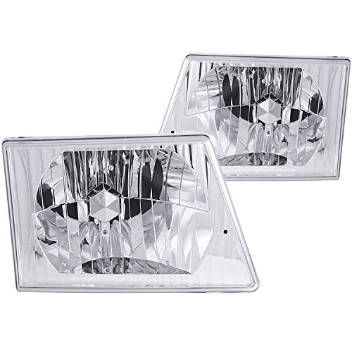 Anzo USA 111026 Crystal Chrome Headlight Assembly Compatible with Ford All E-150 Econoline E-250 E-350 E-450 Super Duty Includes Left Driver and Right Passenger Side Headlamps