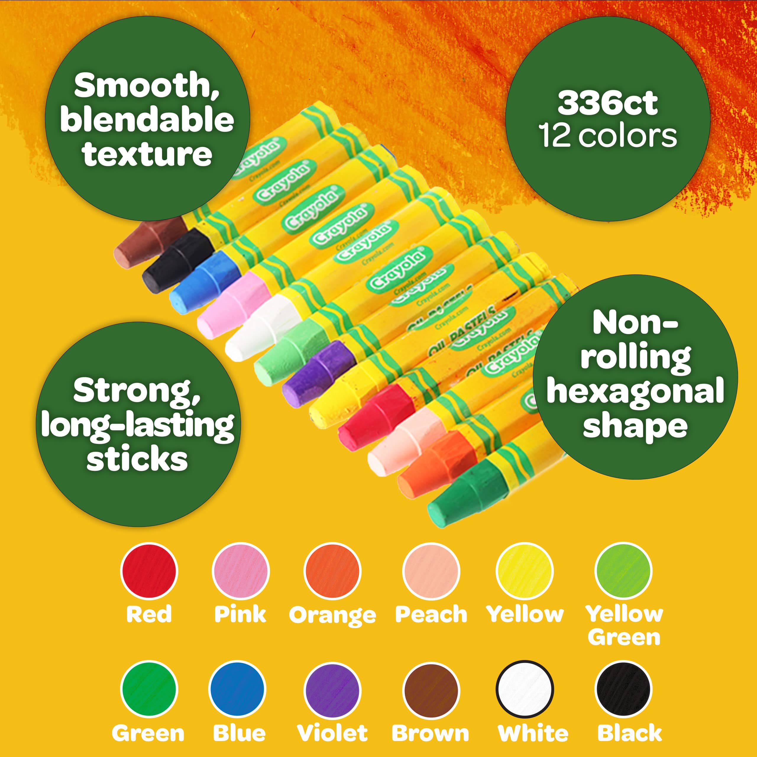 Crayola Oil Pastels Classpack (336ct), 12 Brilliant Opaque Colors, Kids Arts & Crafts, School Supplies for Classrooms, 4+