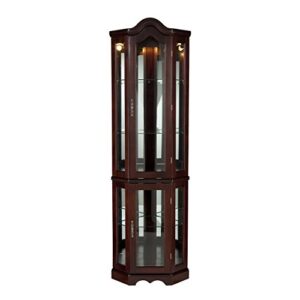 home decorators collection vitric lighted curio, 70" hx21 wx16 d, mahogany