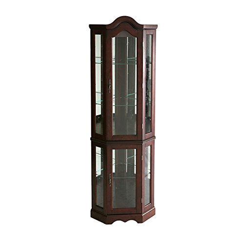 Home Decorators Collection Vitric Lighted Curio, 70" Hx21 Wx16 D, Mahogany