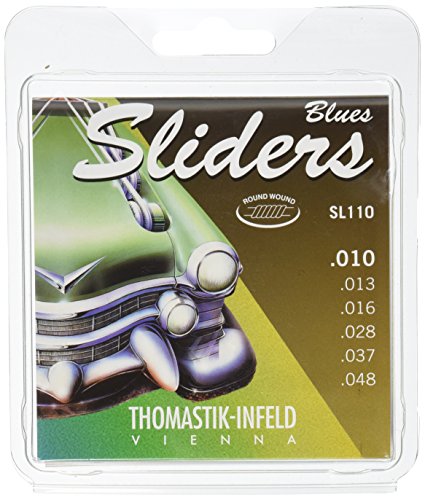 Thomastik-Infeld SL 110 Blues Sliders Round Wound Electric Guitar String Set, Natural,SL110