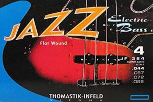 thomastik-infeld jf364 bass guitar strings: jazz flat wounds 4-string super long scale set; p. nickel flats g, d, a, e set