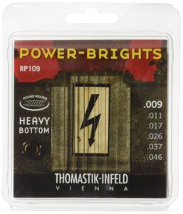 thomastik-infeld rp109 electric guitar strings: power-brights 6 string heavy bottom set e, b, g, d, a, e