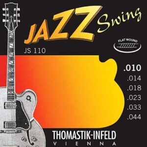 thomastik-infeld jazz guitar swing series 6 string pure nickel flat wounds e, b, g, d, a, e set (js110)