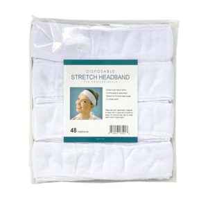 APPEARUS Disposable Headbands without Closure Stretch Cotton Cloth Spa Facial Headband (48 Count)