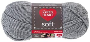 red heart soft yarn, light gray heather (e728.9440)