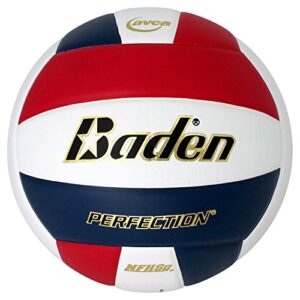 baden perfection leather volleyball, red/white/navy