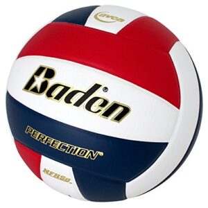 Baden Perfection Leather Volleyball, Red/White/Navy