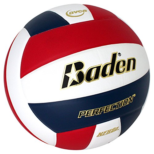 Baden Perfection Leather Volleyball, Red/White/Navy