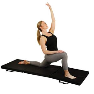 sunny health & fitness folding gymnastics tumbling mat - extra thick with carry handles - for exercise, yoga, fitness, aerobics, martial arts, cardio