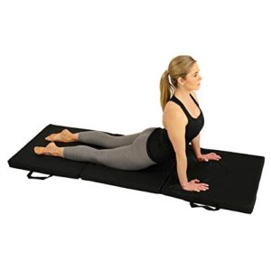 Sunny Health & Fitness Folding Gymnastics Tumbling Mat - Extra Thick with Carry Handles - for Exercise, Yoga, Fitness, Aerobics, Martial Arts, Cardio