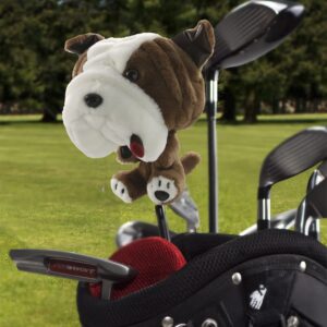 ProActive Sports, Animal Golf Club Head Covers, For Drivers, Cute Novelty Headcover for All Golfers, Plush Material & Clipping Technology, Add Style to Your Golf Bag, Stuffed Bulldog