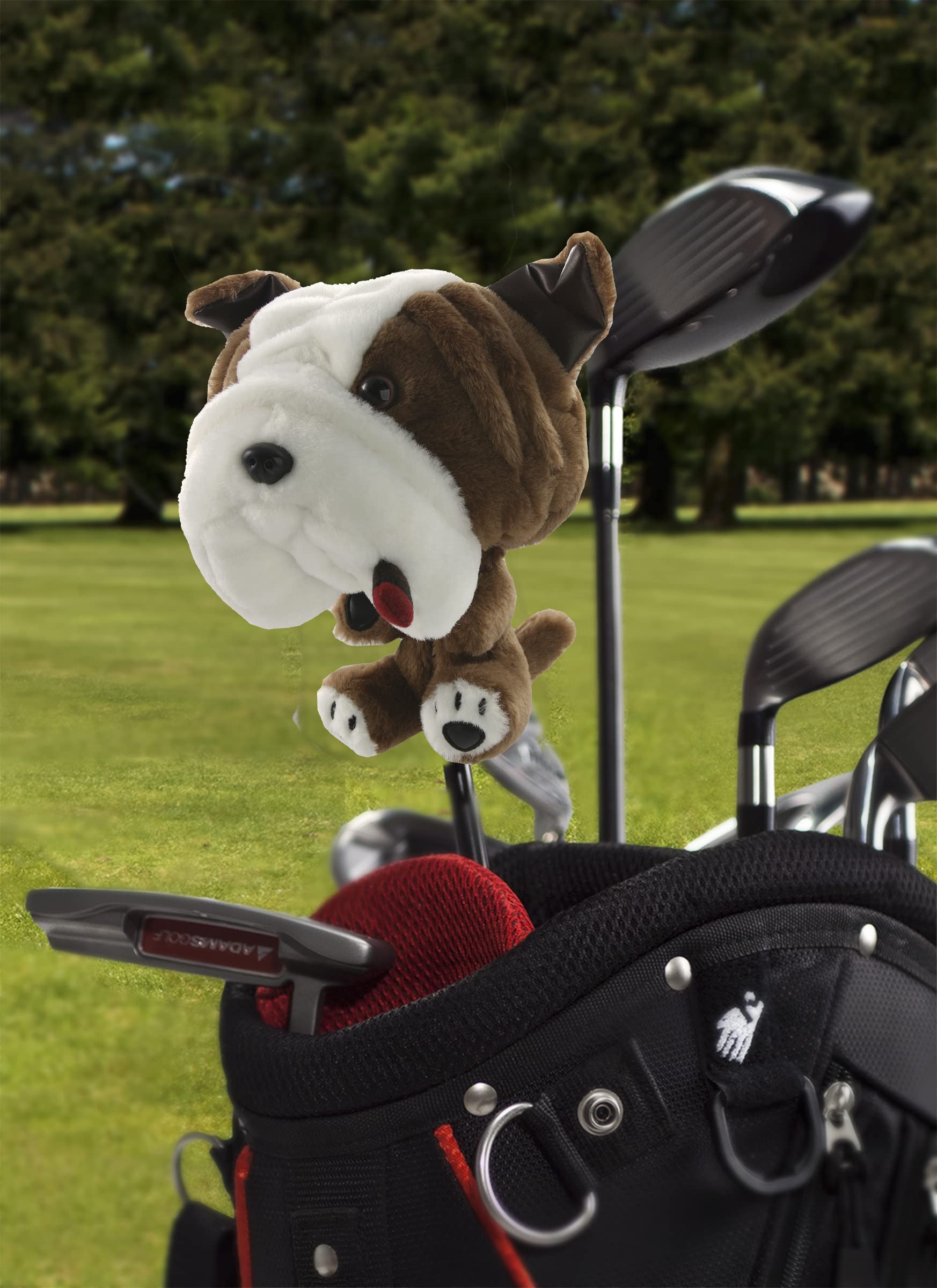 ProActive Sports, Animal Golf Club Head Covers, For Drivers, Cute Novelty Headcover for All Golfers, Plush Material & Clipping Technology, Add Style to Your Golf Bag, Stuffed Bulldog