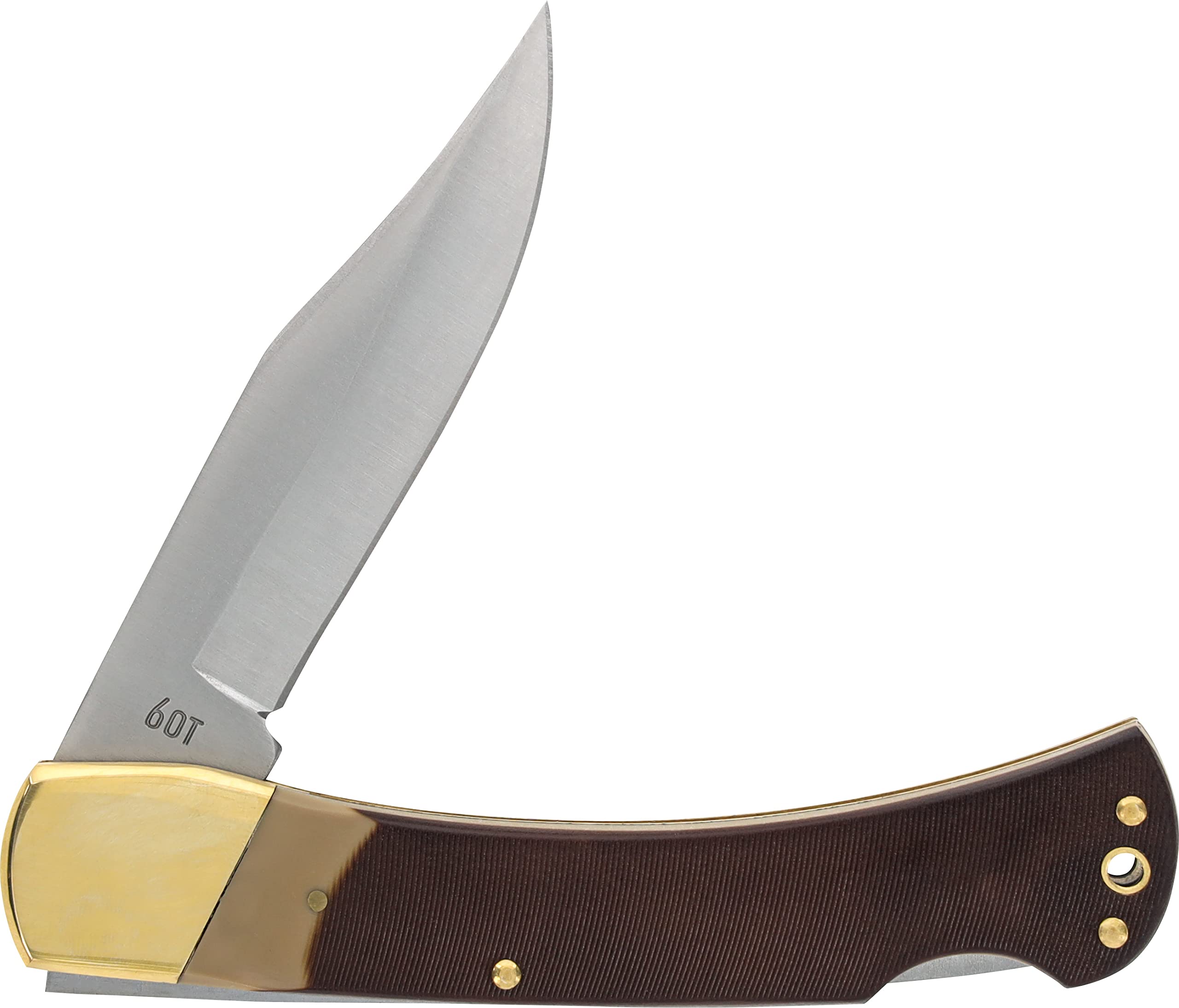 Old Timer 6OT Golden Bear Traditional Lockback Pocket Knife with 3.9in High Carbon Stainless Steel Clip Point Blade, Sawcut Handle, and Lanyard Hole for Hunting, Whittling, Camping, EDC, and Outdoors