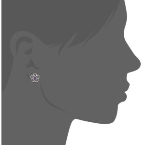 Amazon Essentials Rhodium-plated-silver, Sterling Silver Genuine African Amethyst Flower Stud Earrings (previously Amazon Collection)