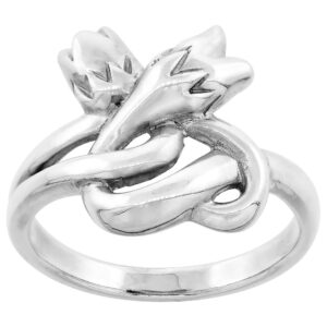 sterling silver tulips ring for women hefty flawless polished finish 3/4 inch size 6