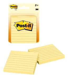 post-it notes, 3x3 in, 2 pads, canary yellow, clean removal, recyclable