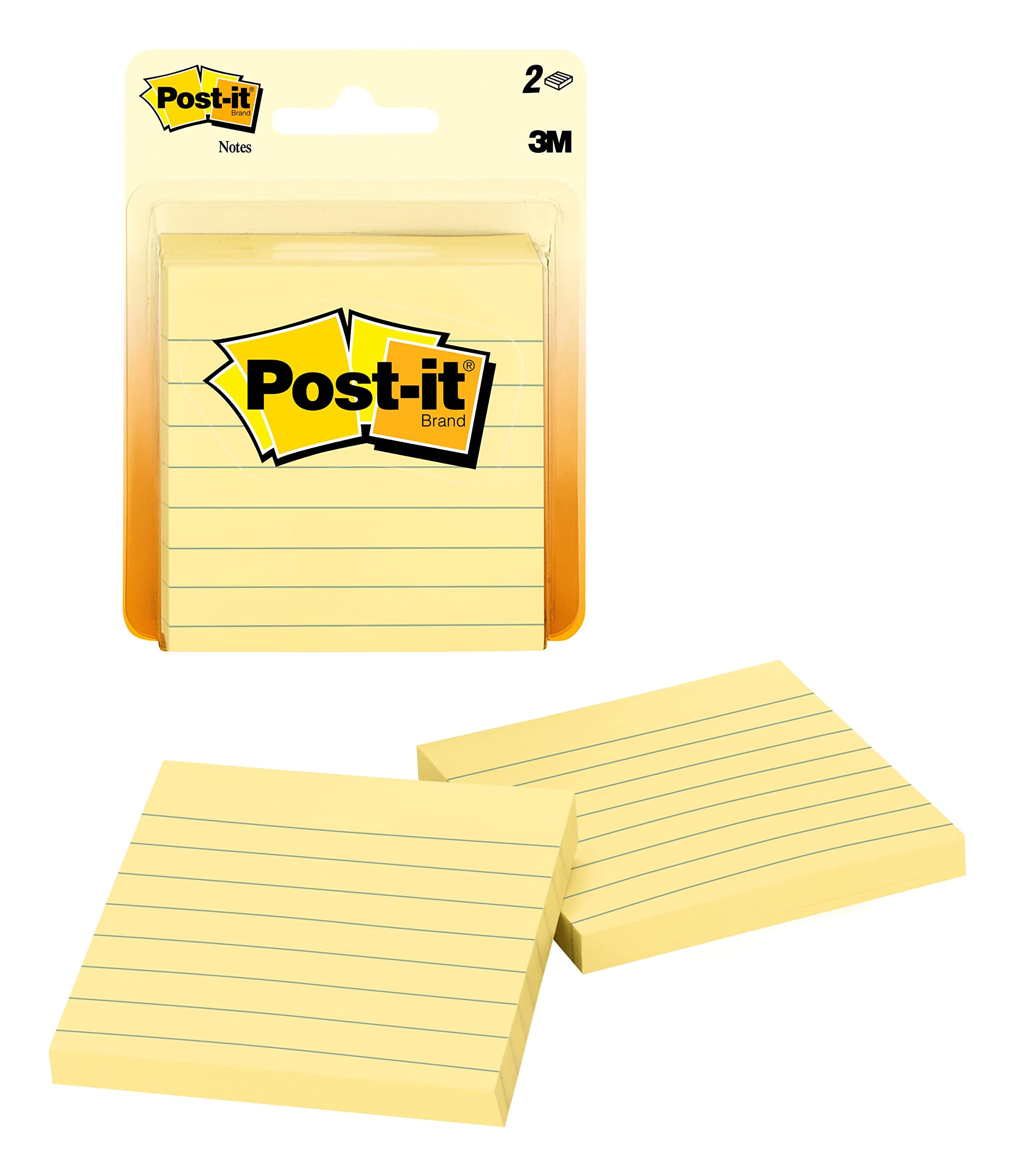 Post-it Notes, 3x3 in, 2 Pads, Canary Yellow, Clean Removal, Recyclable