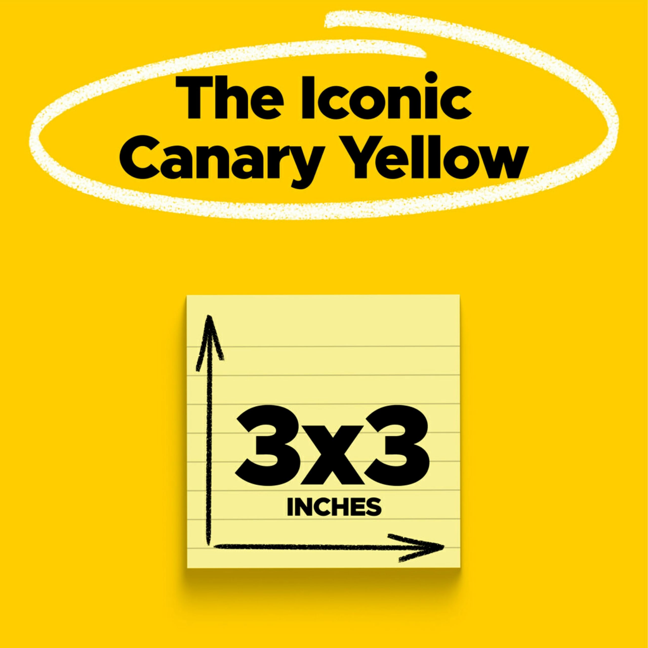 Post-it Notes, 3x3 in, 2 Pads, Canary Yellow, Clean Removal, Recyclable