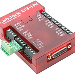 U3-HV USB DAQ Device with 4 Dedicated High-Voltage (±10V) Analog Inputs, 12 Flexible I/O for Analog and Digital Data Acquisition of Sensors, Controlling Relays, Automation and Timers