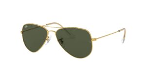 ray-ban rb3044 aviator small metal sunglasses, gold/g-15 green, 52 mm