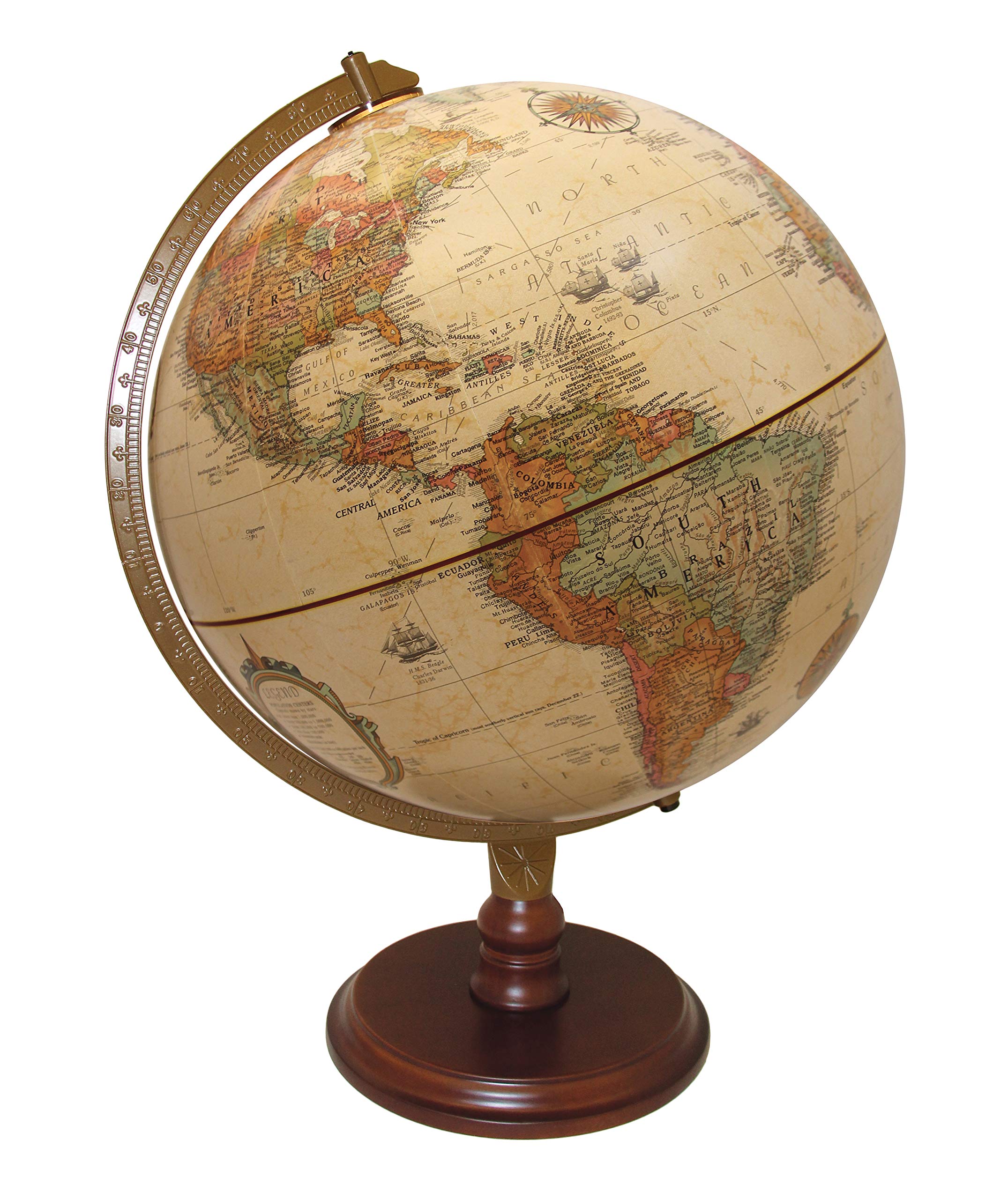 Replogle Lenox, 12"/30cm diameter Antique Style, Desktop Globe, Classic World Globe with up-to-date Cartography, Made in USA