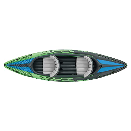 INTEX 68306EP Challenger K2 Inflatable Kayak Set: Includes Deluxe 86in Kayak Paddles and High-Output Pump – Adjustable Seat with Backrest – Removable Skeg – 2-Person – 400lb Weight Capacity