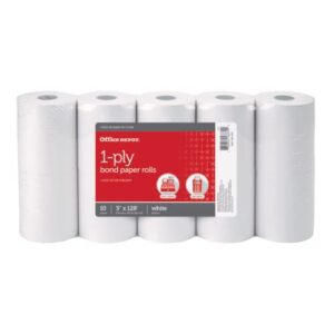 office depot 1-ply paper rolls, 3in. x 128ft, white, pack of 10, 109023