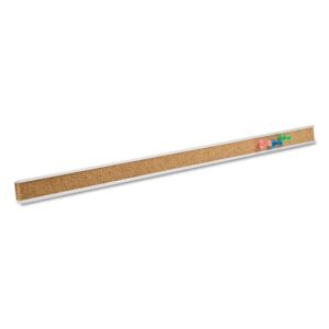 quartet bulletin bar strip, cork board, 18" x 1", classroom, office, cubicle, aluminum frame (2003), beige