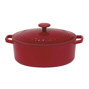 Cuisinart Chef's Classic Enameled Cast Iron 5-1/2-Quart Oval Covered Casserole, Cardinal Red