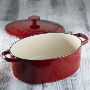 Cuisinart Chef's Classic Enameled Cast Iron 5-1/2-Quart Oval Covered Casserole, Cardinal Red