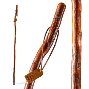 brazos rustic wood walking stick, sassafras, traditional style handle, for men & women, made in the usa, 55"