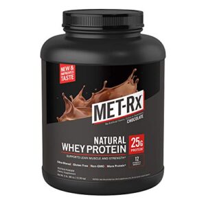 met-rx natural whey protein powder, chocolate protein powder, 5 lb