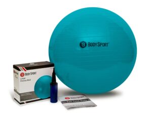 body sport exercise ball with pump for home gym balance stability, pilates, core strength, stretching, yoga, fitness facilities, desk chairs teal 85cm