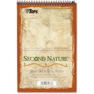 TOPS 74688 Second Nature Spiral Reporter/Steno Notebook, Gregg Rule, 6x9, WE, 80-Sheet, Carton of 72