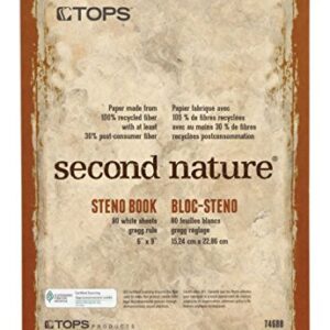 TOPS 74688 Second Nature Spiral Reporter/Steno Notebook, Gregg Rule, 6x9, WE, 80-Sheet, Carton of 72